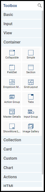 Forms Toolbox Container Section