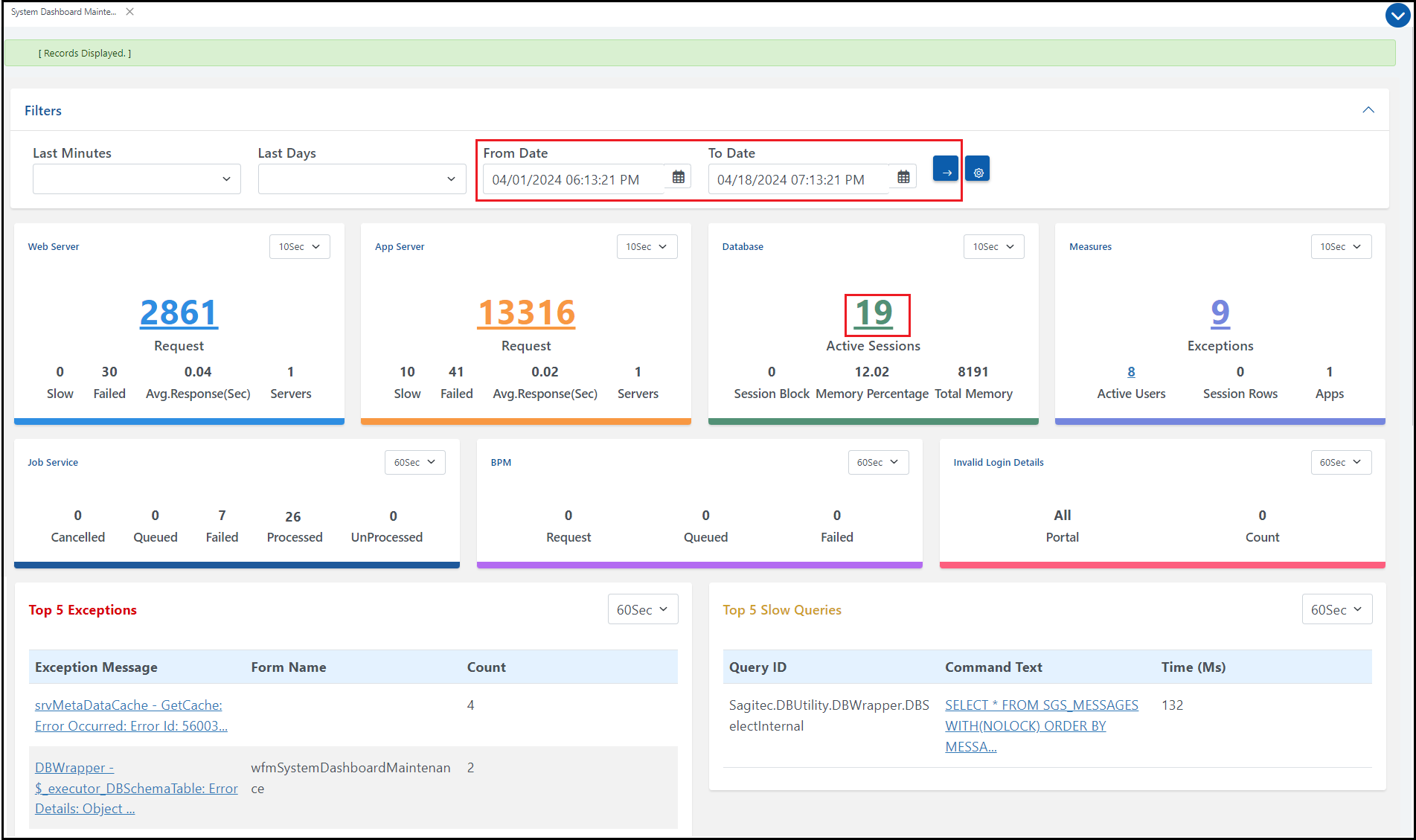 View Queries Summary tab (Monitor the Database)