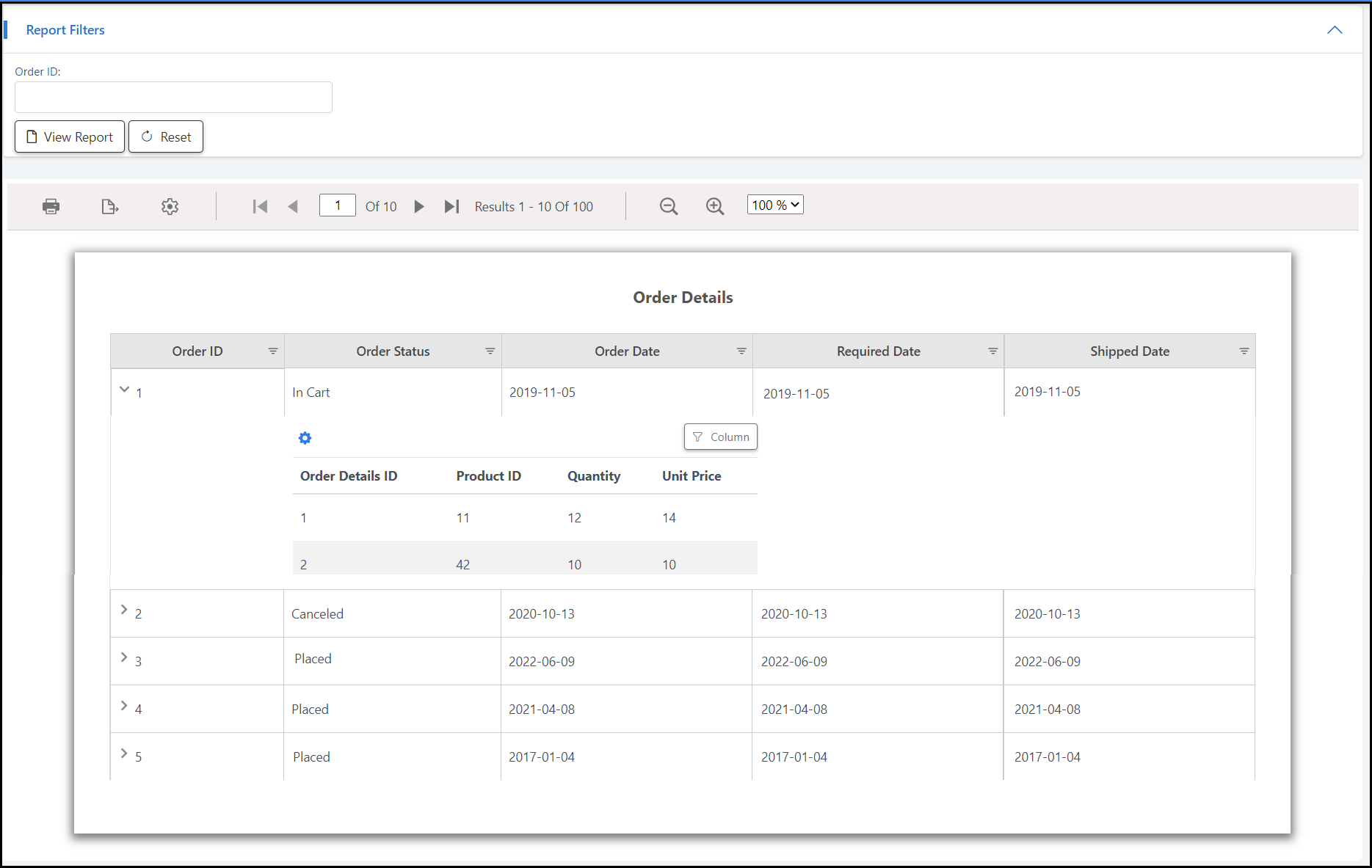 Create a Master Detail Report with Two Queries