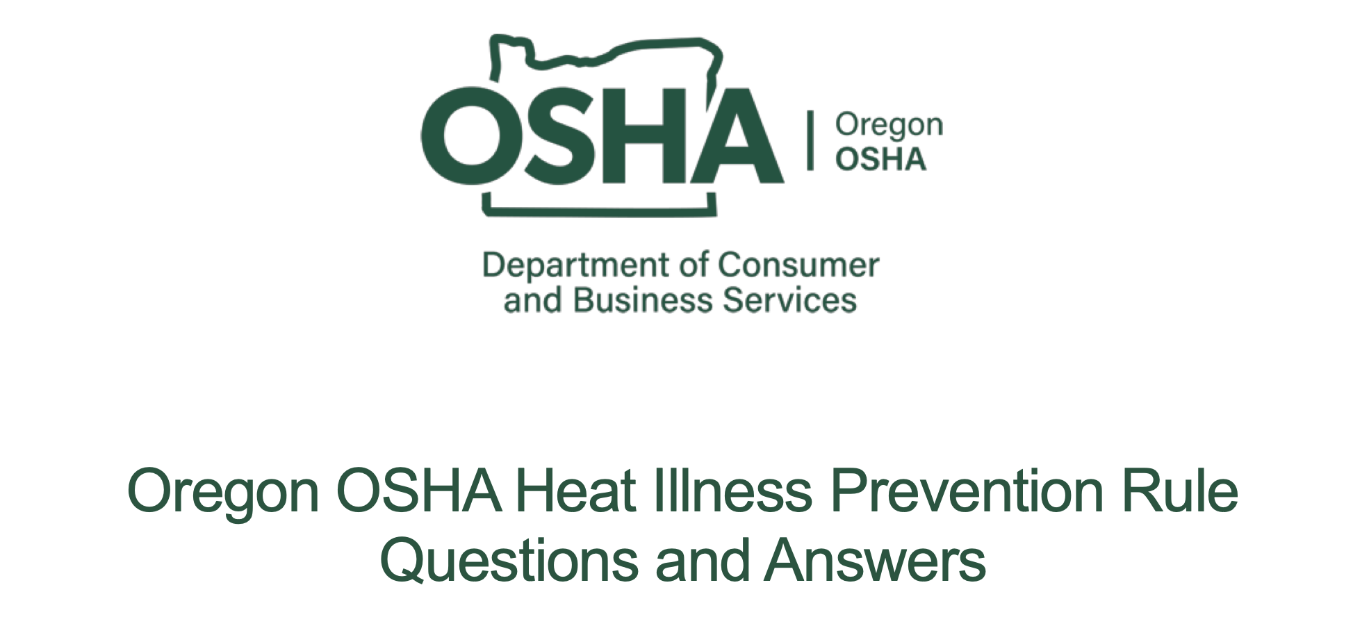 OSHA Heat Illness Prevention Rule - SMACNA Oregon & Southwest Washington