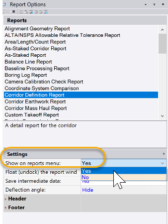 Reports - Set the reports that are shown | Trimble Business Center