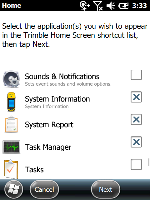 on a Geo7x. is there a way to change the start screen menu to a list ...