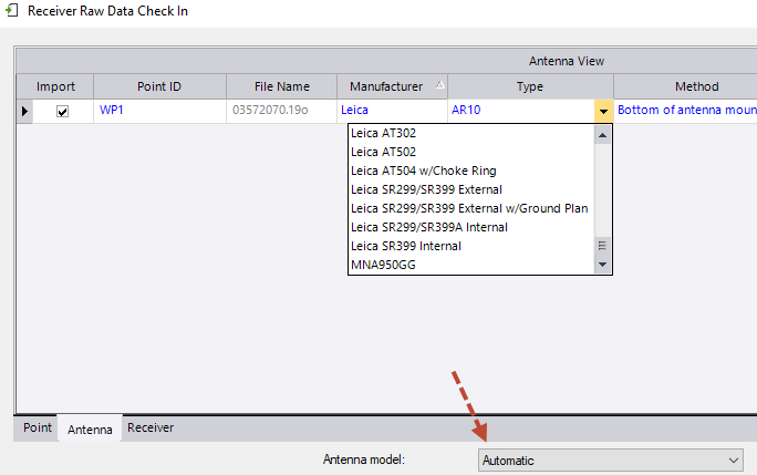 Third party GNSS antenna identification | Trimble Business Center