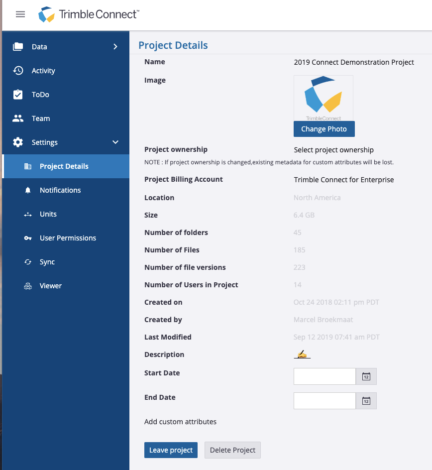 Delete a project | Trimble Connect User Forum