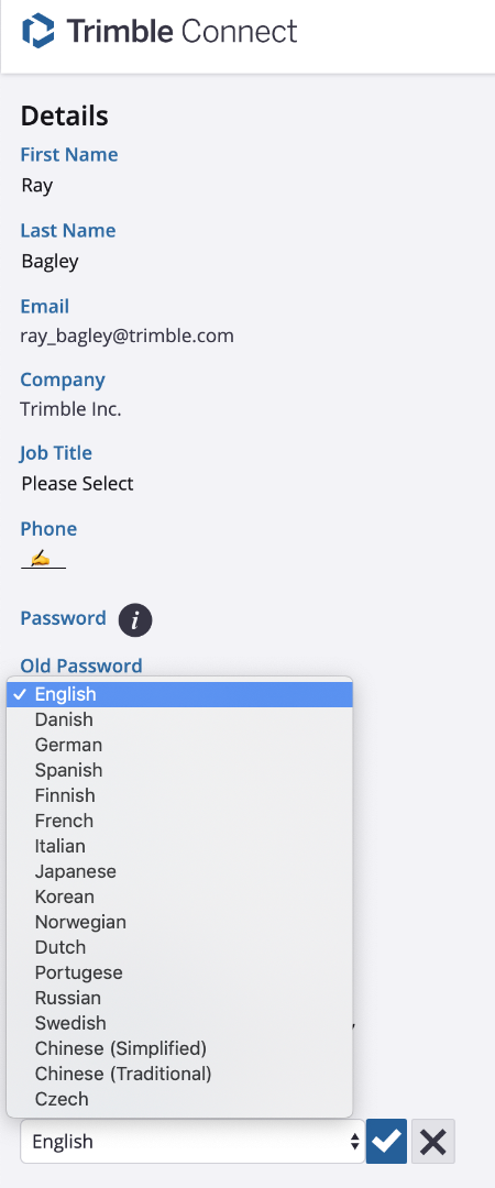 Sprache ändern | Trimble Connect User Forum