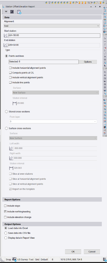 Station and offset reports | Trimble Business Center