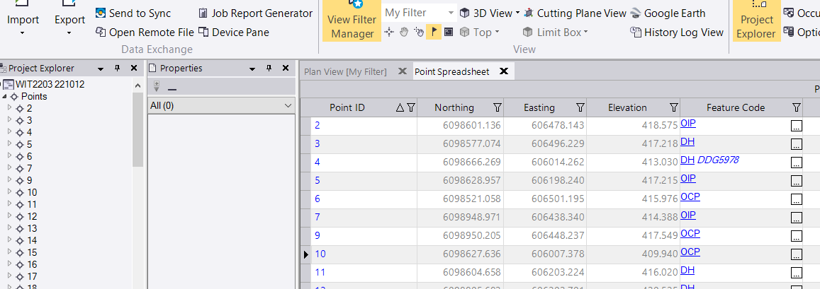 CSV export problem, multiple points exported, some not in project | Trimble Business Center