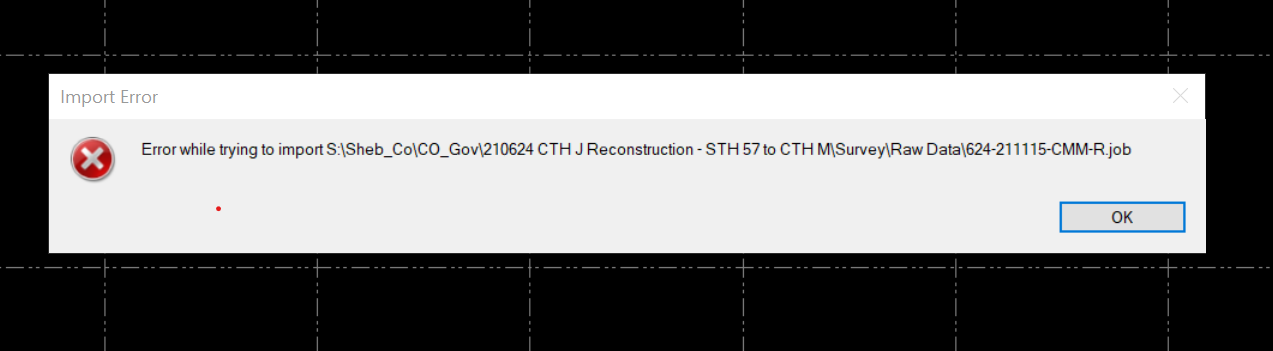 .job Import Error TBC 5.41 | Trimble Business Center
