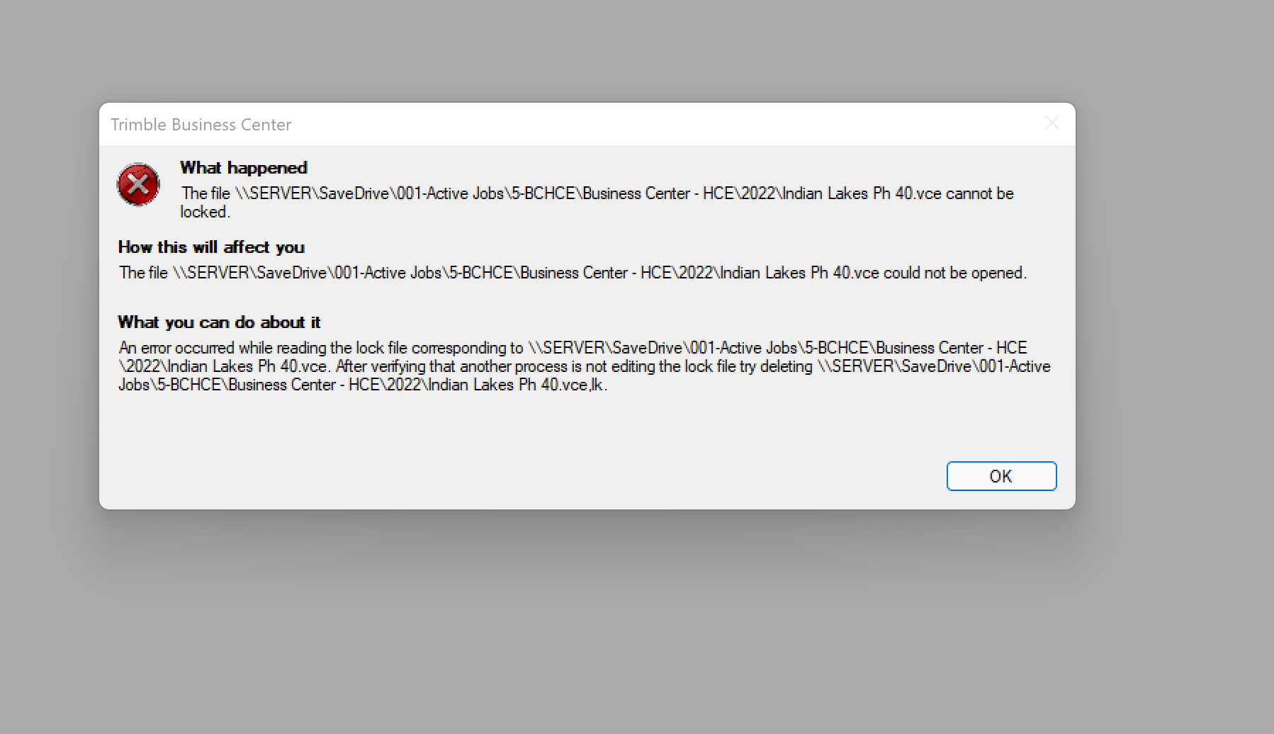 TBC Issue: TBC will not open saved files | Trimble Business Center