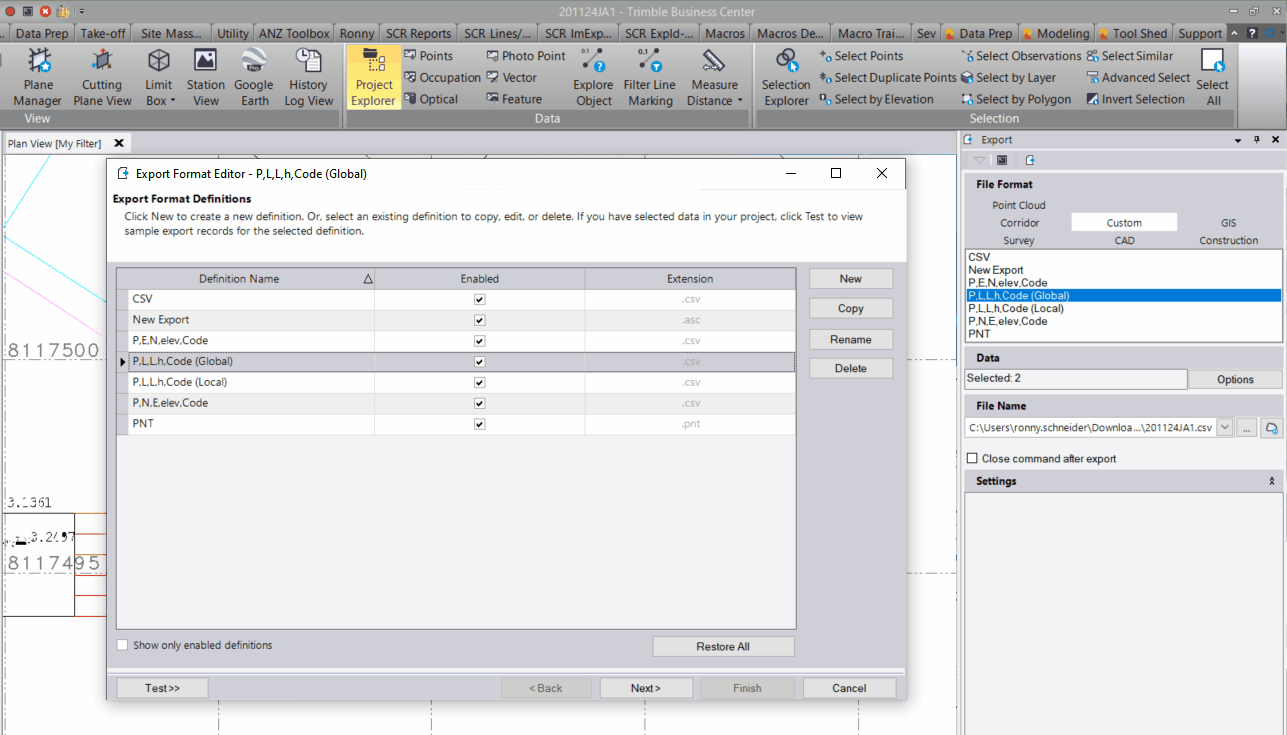 PLLh export format | Trimble Business Center