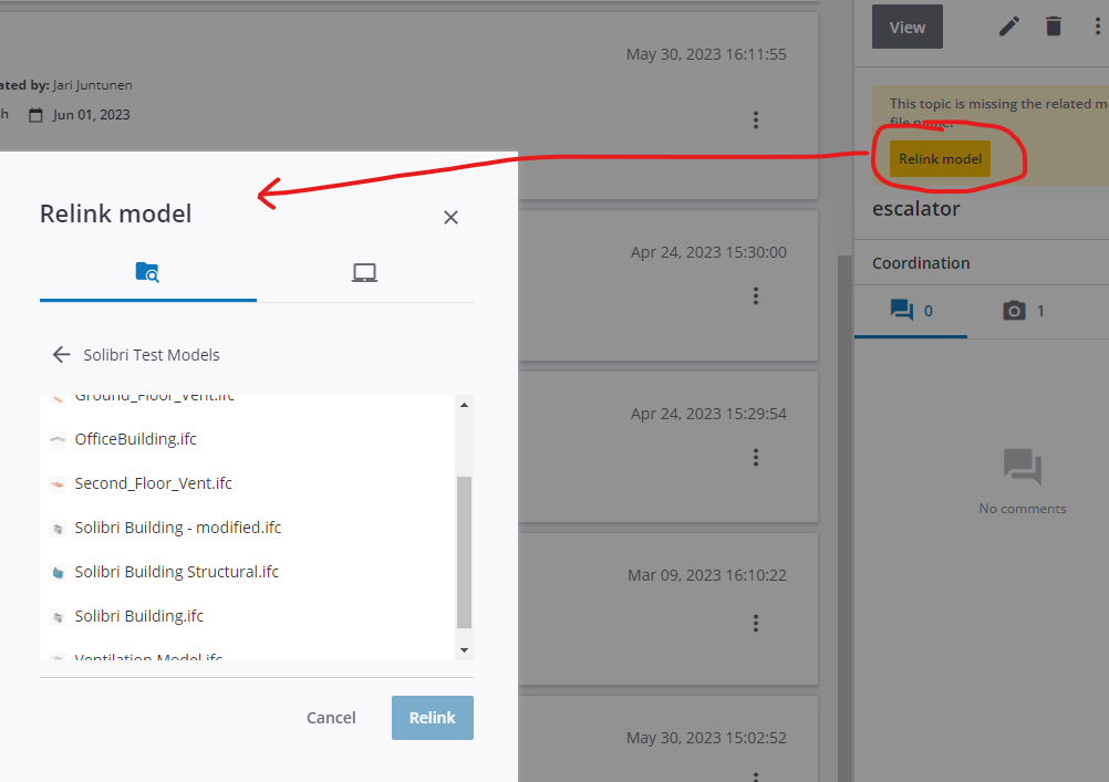 How to relink model in BCF topics? | Trimble Connect User Forum