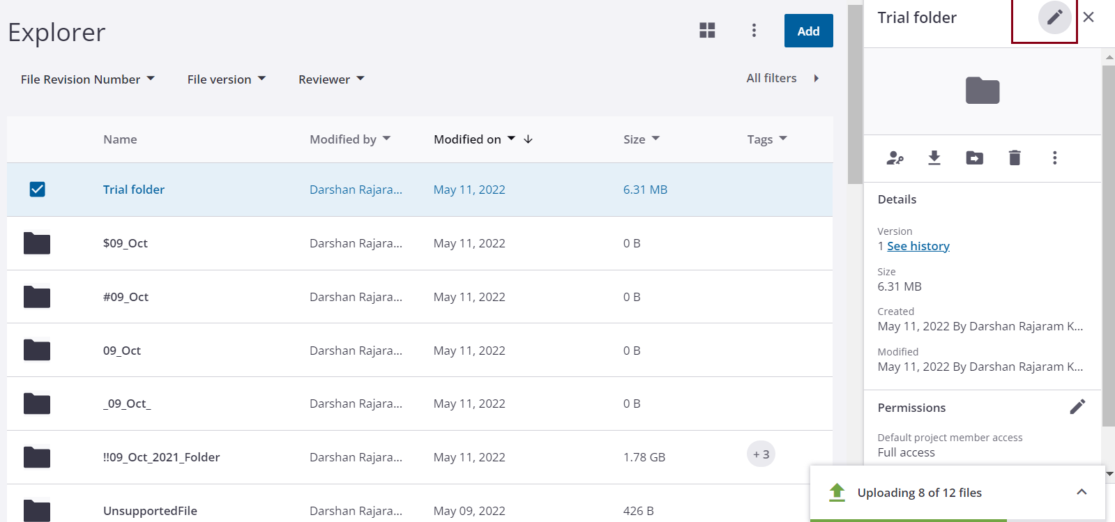 Upload progress overlaps "save button" | Trimble Connect User Forum
