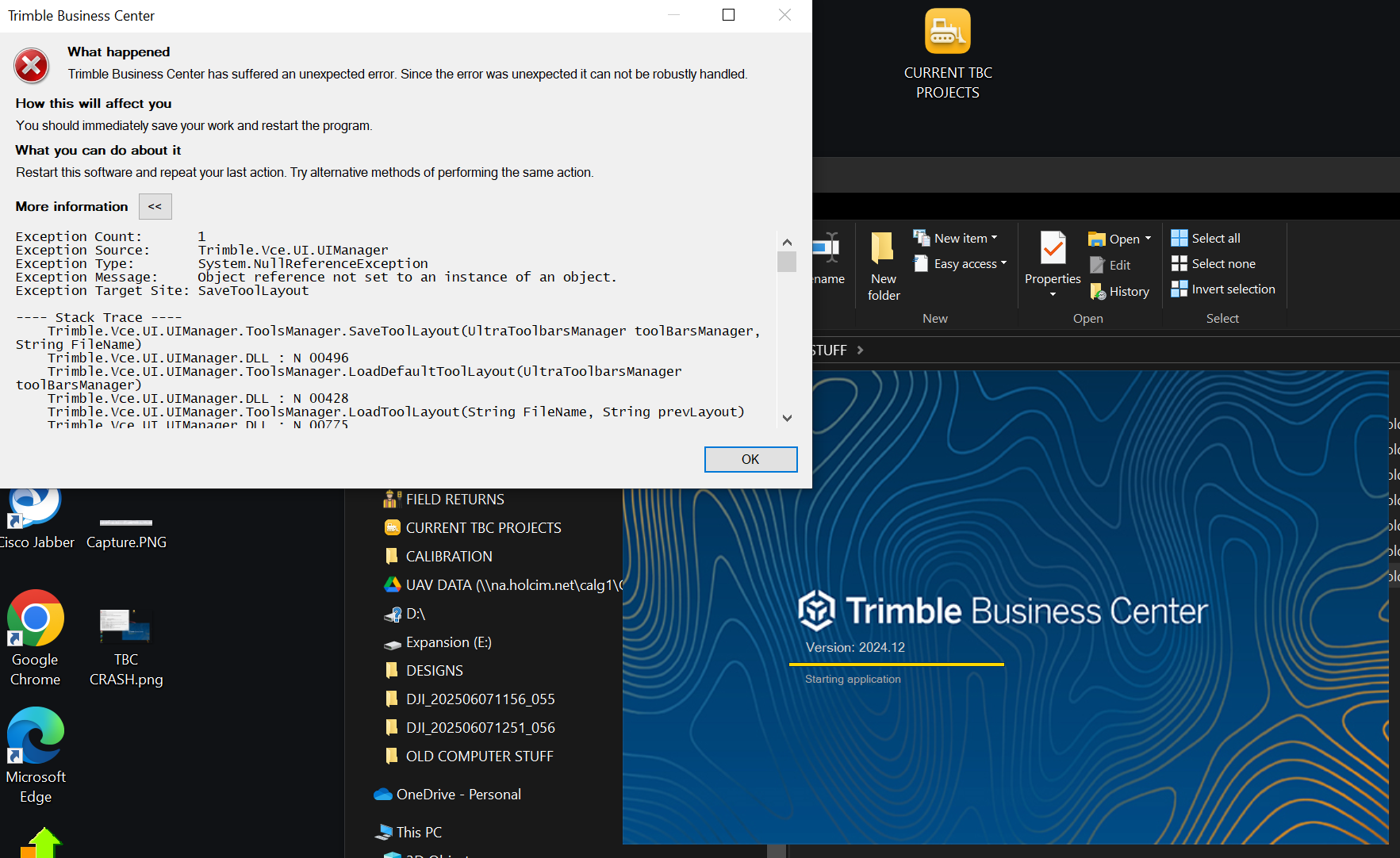SAVE LAYOUT TOOL ERROR | Trimble Business Center