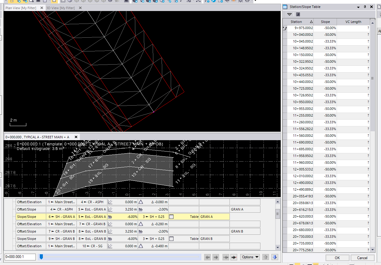Slope/Slope Corridor Instruction - Using Tables | Trimble Business Center