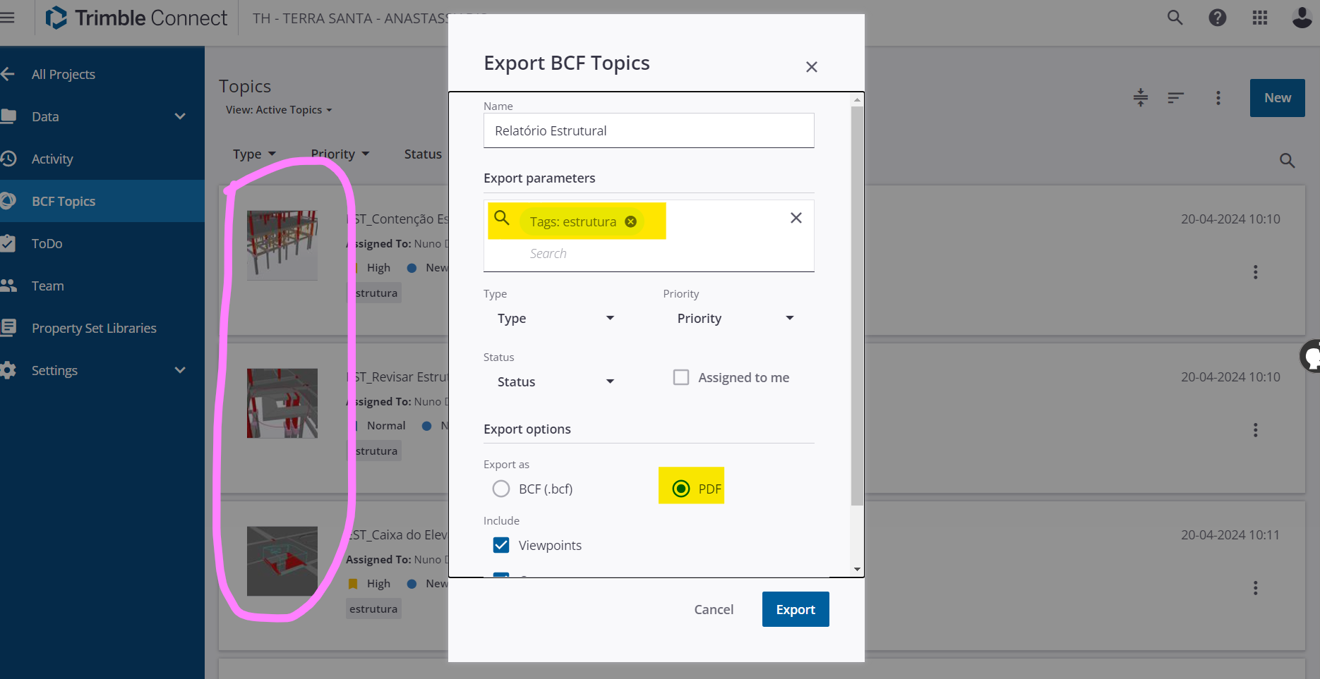 Issue with BCF Report Export | Trimble Connect User Forum