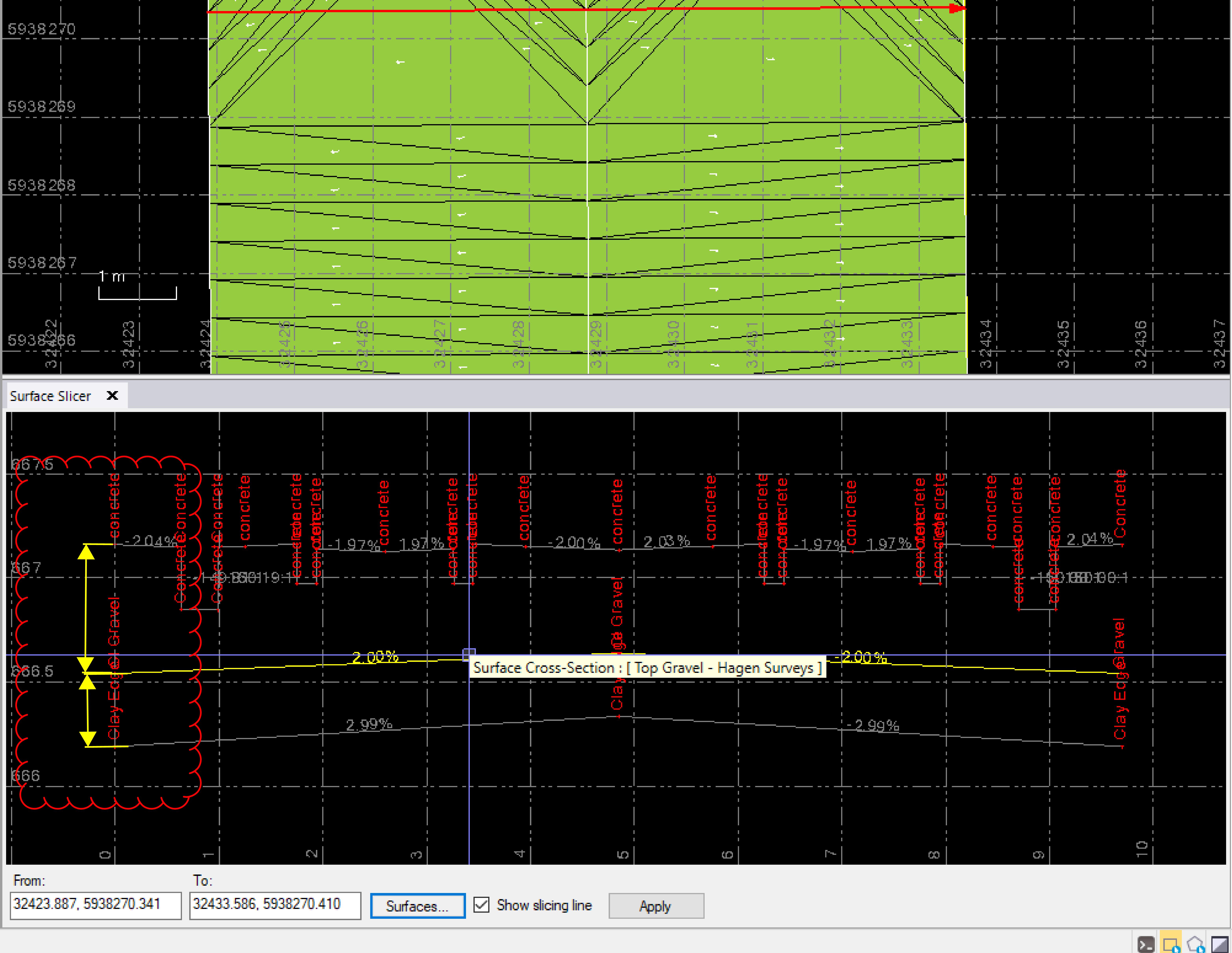 Measuring distance in Cross Section View | Trimble Business Center