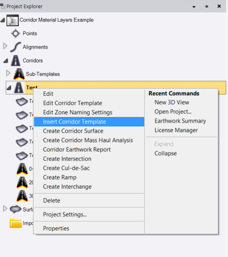 Multiple Templates on One Alignment | Trimble Business Center