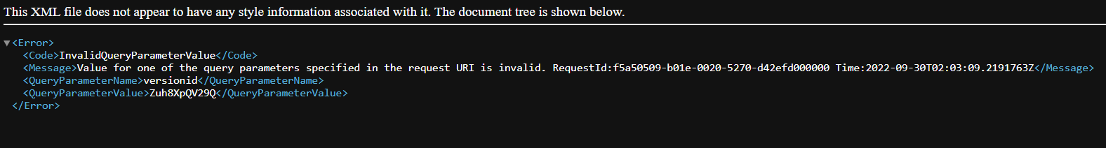 XML file/Invalid query parameter value error in the Connect for Browser