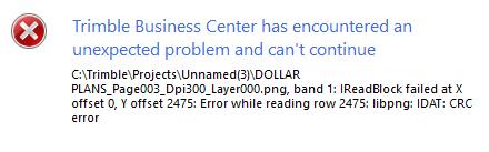 Error Message - PLEASE HELP | Trimble Business Center