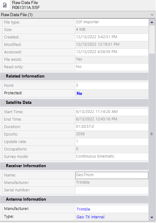 Import receiver type Geo7Xcm & SSF point precisions | Trimble Business Center