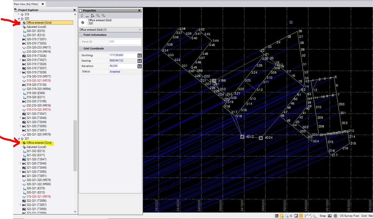 Office Entered Coordinates - Selecting them. | Trimble Business Center