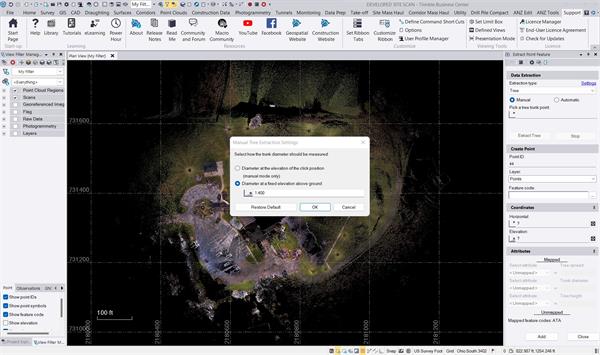 Cutting a cross section above the surface | Trimble Business Center