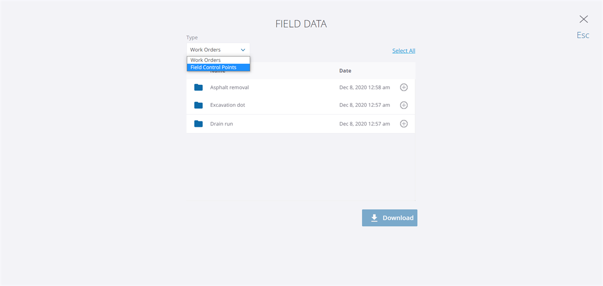 View & Download Field Control Points