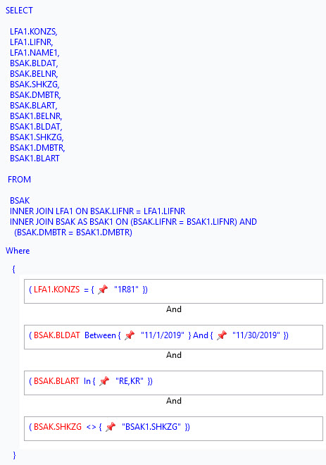 Query with BSAK and BSAK_1 | Automate