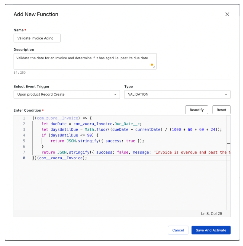 Custom Functions on Zuora Objects